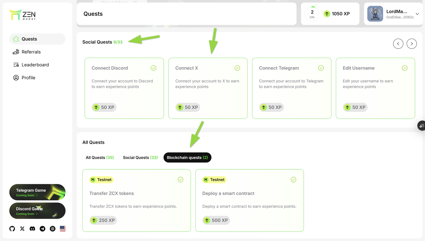 Participate in ZenQuest | ZenChain Documentation